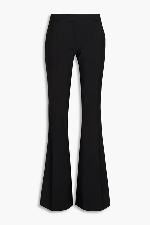 Alexander McQueen Wool Crepe Flared Pants With Silk-satin Trims