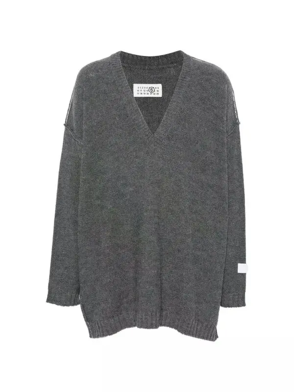 MAISON MARGIELA V-neck Drop Shoulder Sweater - Grey