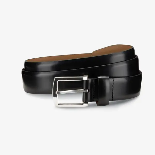 Allen Edmonds Leather Dress Belt With Silver-tone Buckle - Black