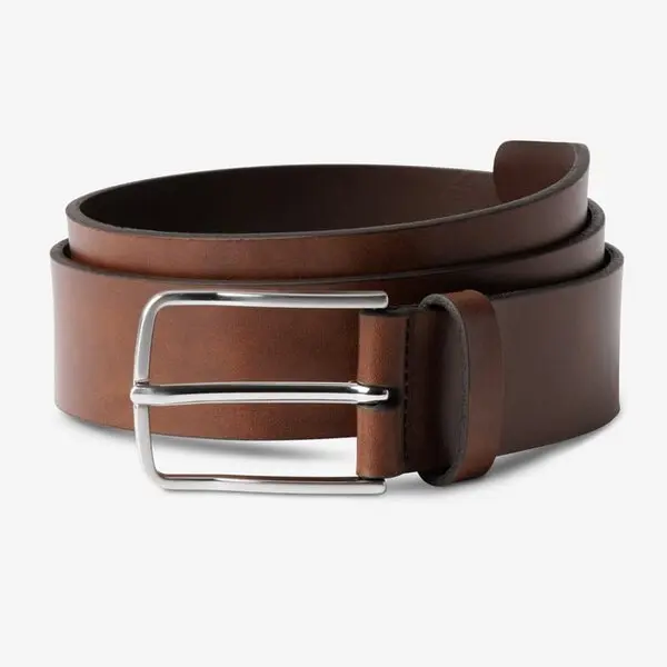 Allen Edmonds Wide Leather Belt With Silver Tone Buckle - Chili Leather