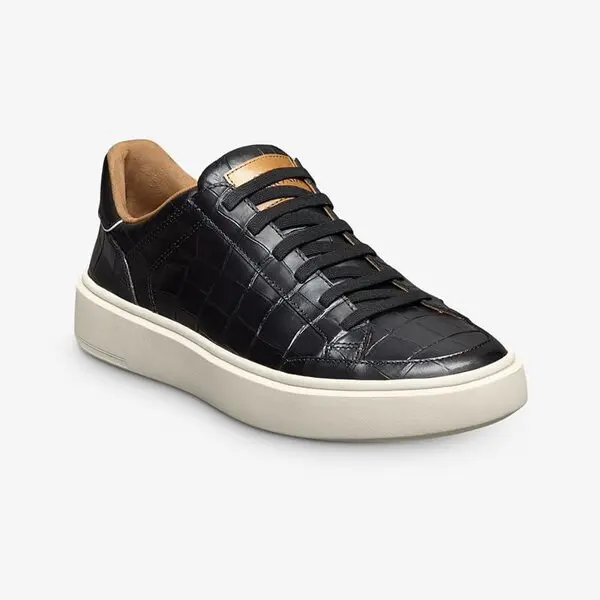 Allen Edmonds Oliver Slip-on Stretch-lace Sneaker - Black Embossed Croco Leather