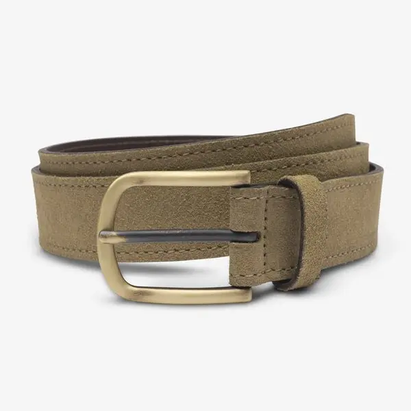Allen Edmonds Suede Dress Belt With Brass Buckle - Tobacco