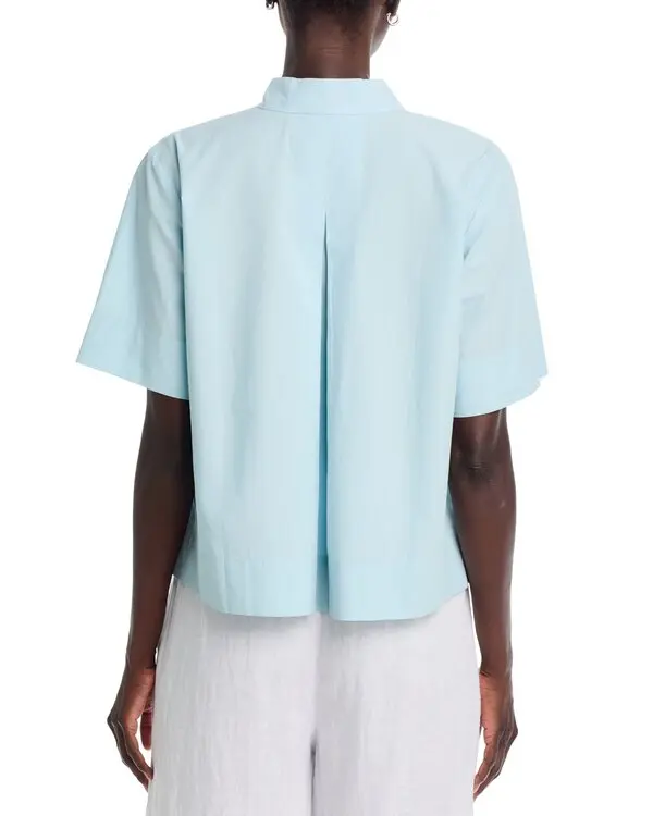 Eileen Fisher Cotton Open Collar Top - Pale Sky