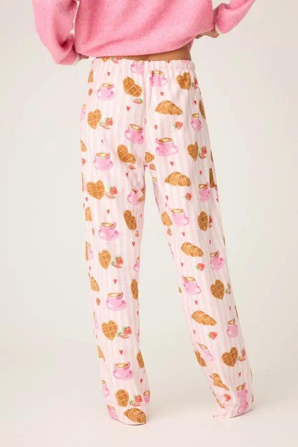 PJ Salvage Cotton Brunch Club Print Flannel Pants