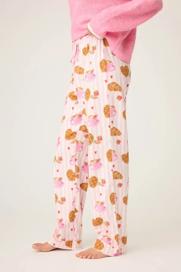 PJ Salvage Cotton Brunch Club Print Flannel Pants