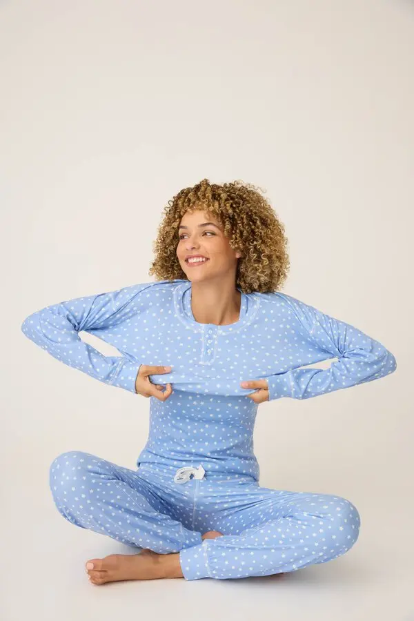 PJ Salvage Pointelle Essentials Ditsy Star 4-piece Loungewear Pajama Set