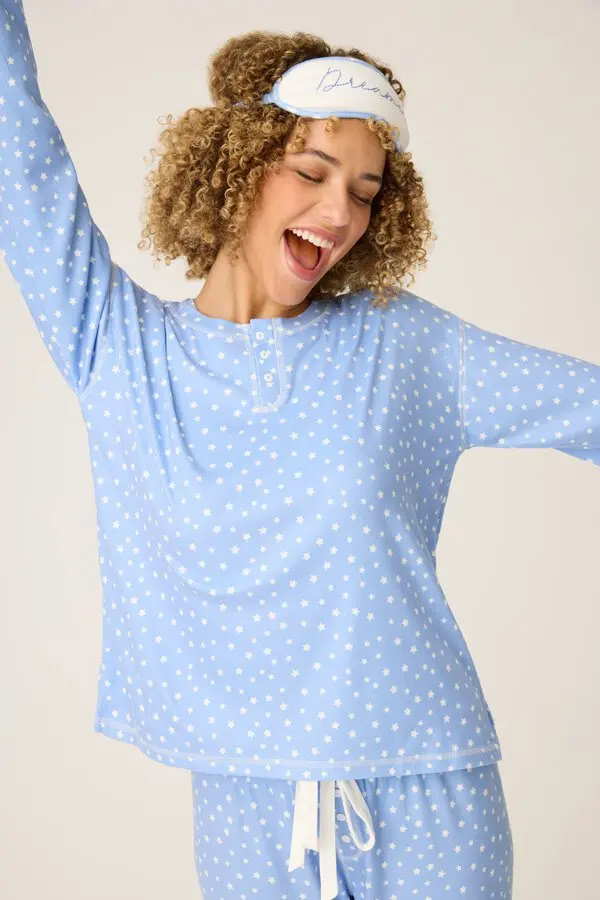 PJ Salvage Pointelle Essentials Ditsy Star 4-piece Loungewear Pajama Set