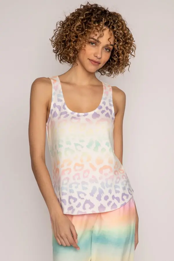 PJ Salvage Gradient Leopard Print Sleeveless Tank Top
