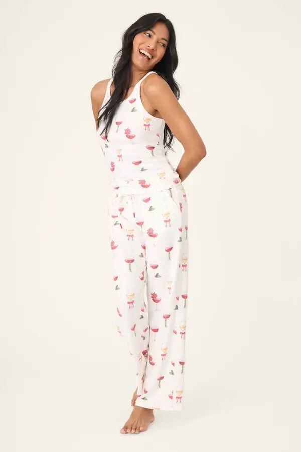PJ Salvage Holiday Wine Print Racerback Tank