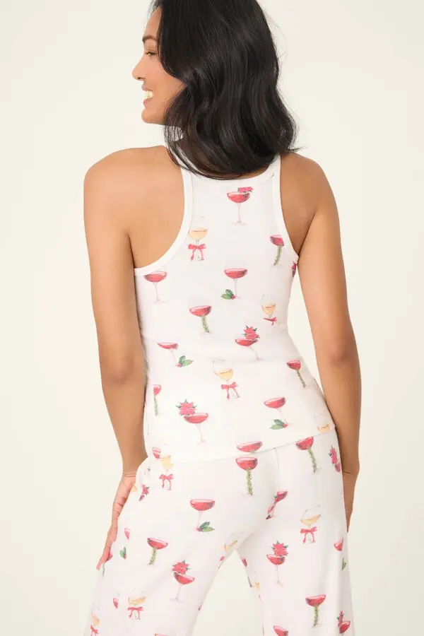 PJ Salvage Holiday Wine Print Racerback Tank