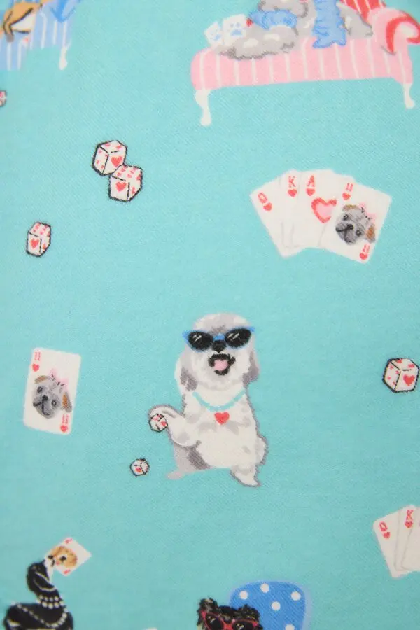 PJ Salvage Cotton Dog Print Flannel Shorts