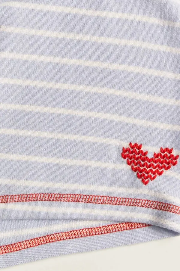 PJ Salvage Striped Racerback Tank With Heart Embroidery