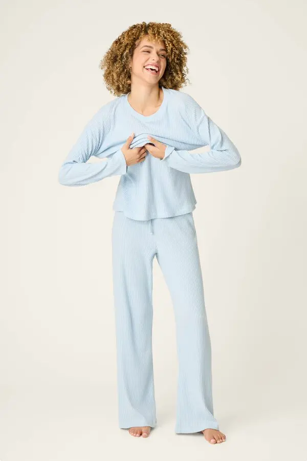PJ Salvage 3-piece Luxe Ribbed Pajama Set - Celestial