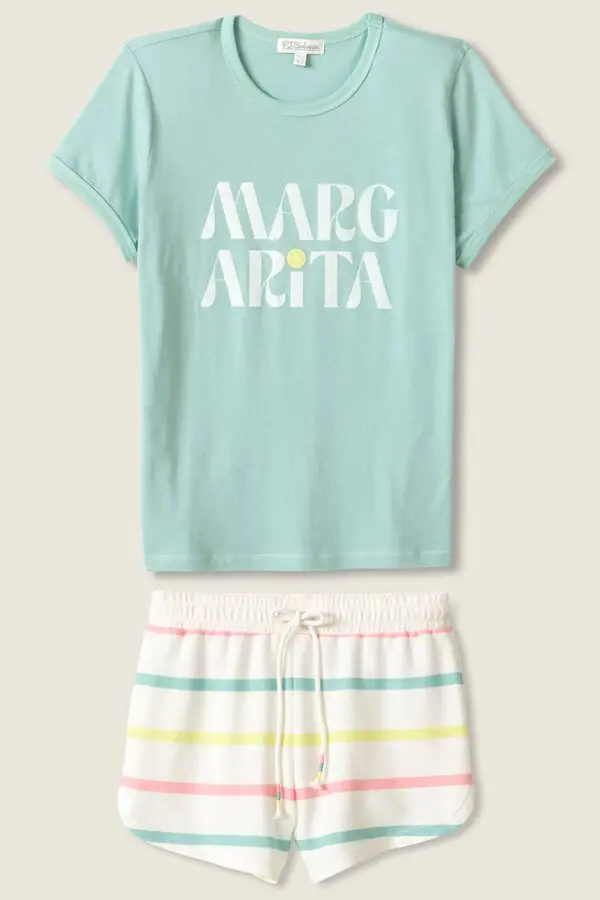 PJ Salvage Super-soft Cotton Limes & Sunshine Lounge Shorts Pajama Set
