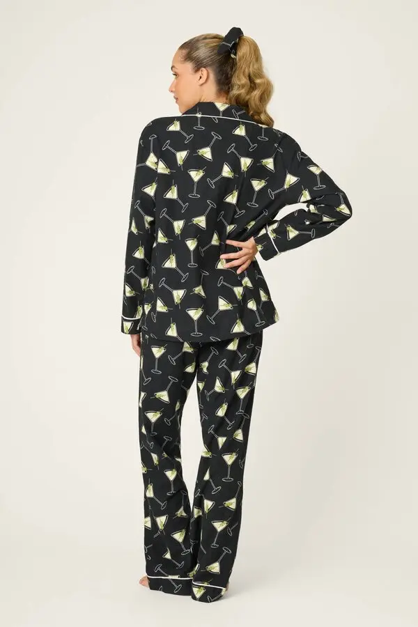 PJ Salvage Super-soft Cotton Merrier With A Martini 3-piece Flannel Pajama Set