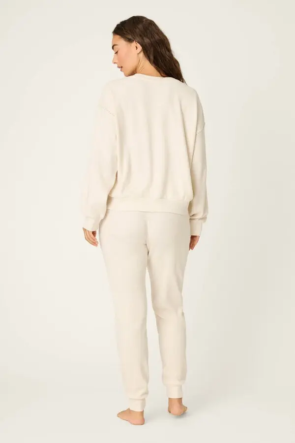 PJ Salvage Cross Stitch Casuals Lounge Pajama Set - Light Beige