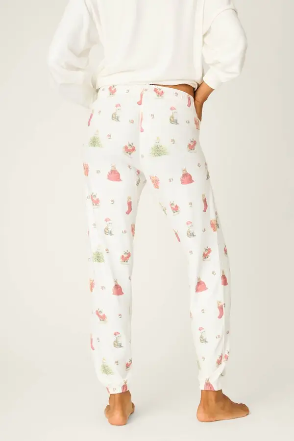 PJ Salvage Festive Feline Print Jogger Pants