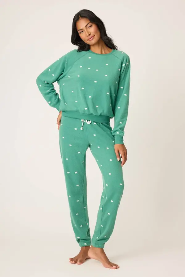 PJ Salvage The Outsider Embroidered Bear Fleece Lounge Pajama Set