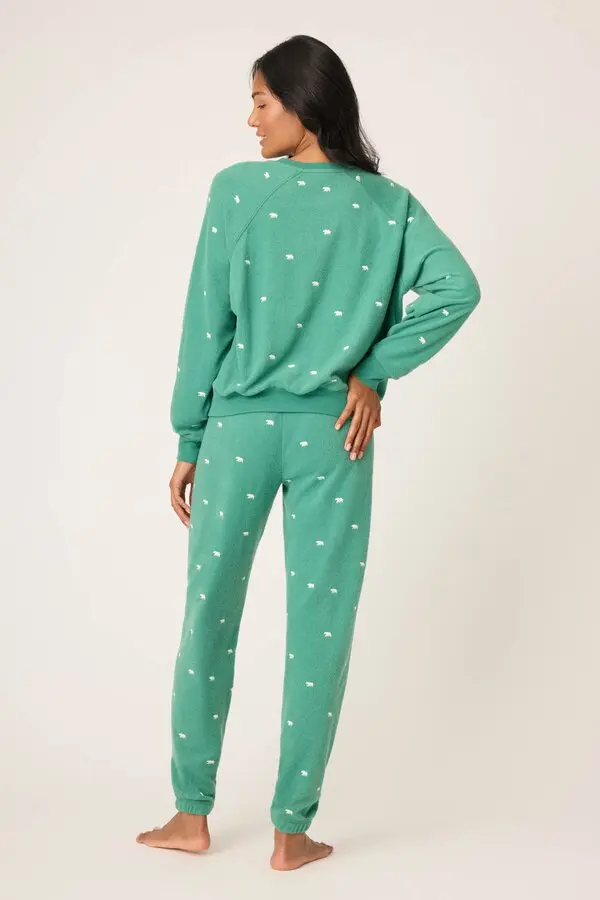 PJ Salvage The Outsider Embroidered Bear Fleece Lounge Pajama Set