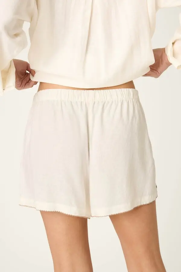 PJ Salvage Embroidered Linen Blend Shorts