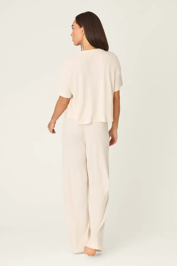 PJ Salvage Textured Essentials Long Lounge Pajama Set - Stone