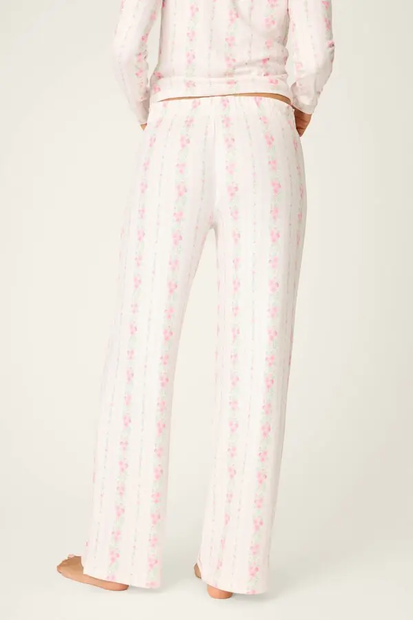 PJ Salvage Floral Print Double Brushed Pointelle Pajama Pants