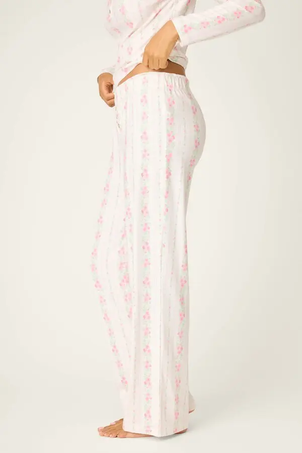 PJ Salvage Floral Print Double Brushed Pointelle Pajama Pants