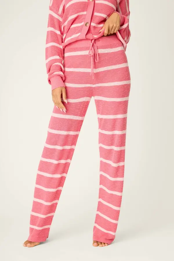 PJ Salvage Cotton Ribbed Stripe Wide Leg Pants