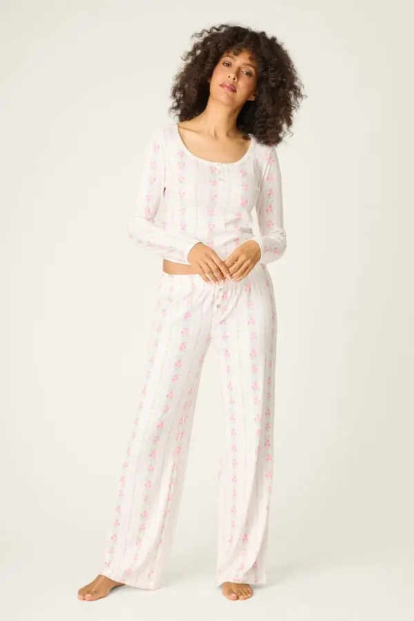 PJ Salvage Roses Are Pink Petal Dream Pointelle Pajama Set