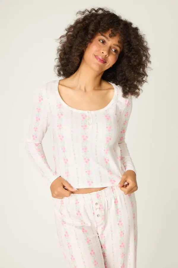 PJ Salvage Roses Are Pink Petal Dream Pointelle Pajama Set