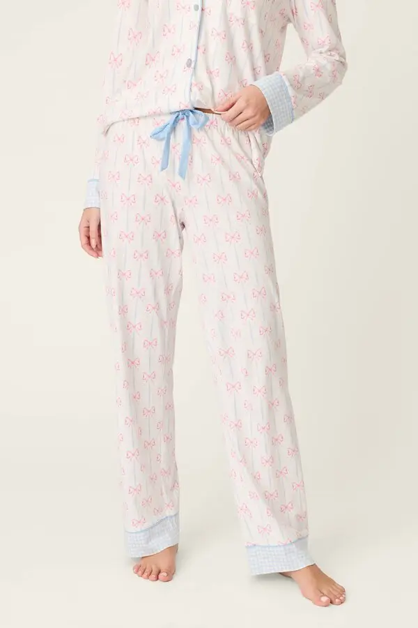 PJ Salvage Bow Print" Open Leg Pajama Pants - Multi