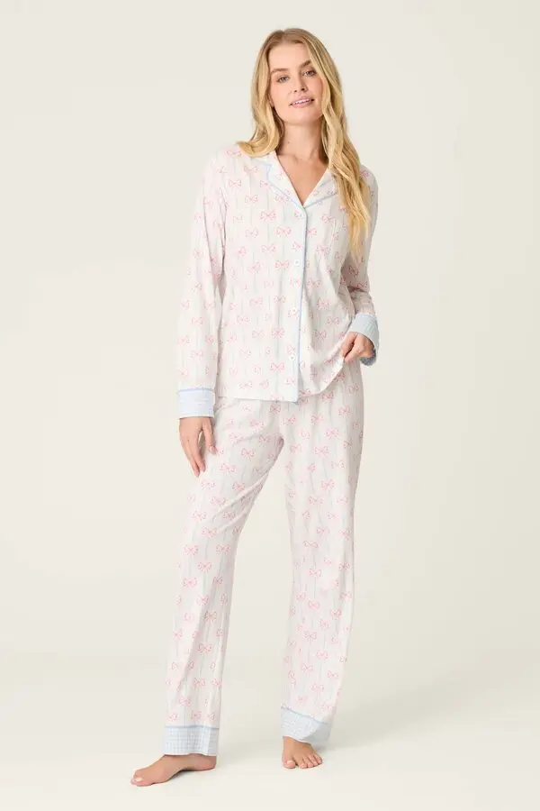 PJ Salvage Bow Print" Open Leg Pajama Pants