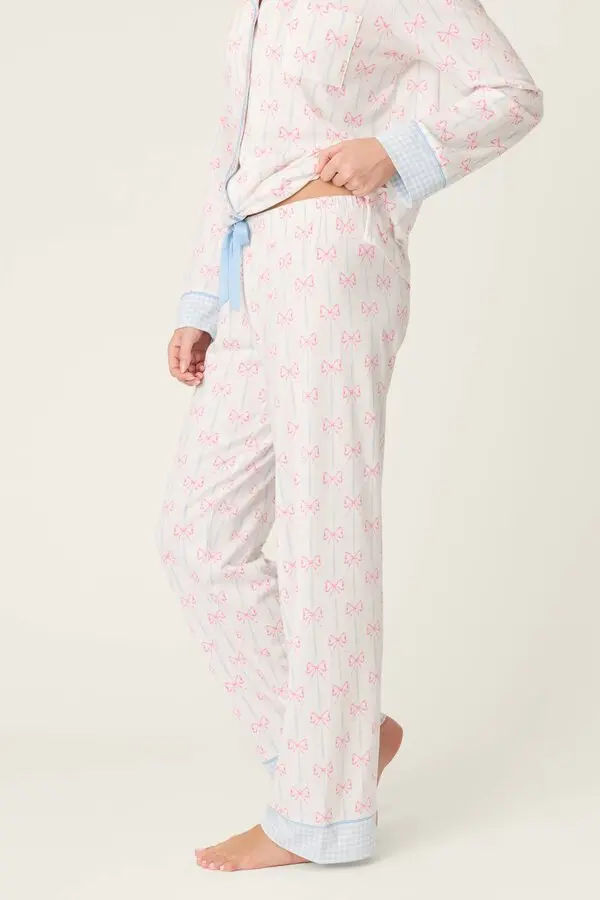 PJ Salvage Bow Print" Open Leg Pajama Pants