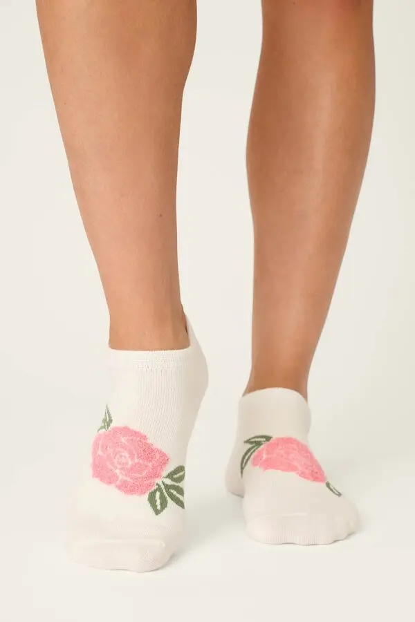 PJ Salvage Western Blooms Rose Stripe 3-pack Ankle Socks