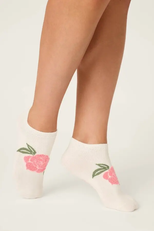 PJ Salvage Western Blooms Rose Stripe 3-pack Ankle Socks