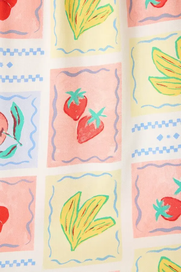 PJ Salvage Fruit Print Rayon Sateen Shorts