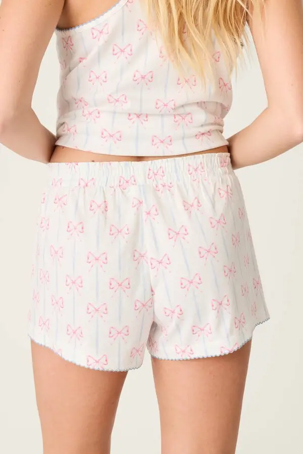 PJ Salvage Printed Cotton Pajama Shorts With Bow Detail