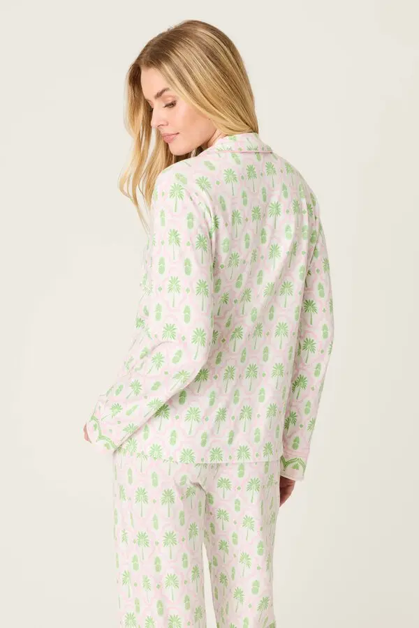 PJ Salvage Long Sleeve Cotton Pajama Shirt With Tropical Print