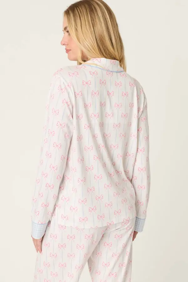 PJ Salvage Cotton Modal Jersey Bow Print Pajama Shirt