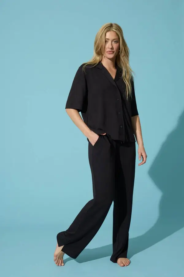 PJ Salvage Jammie Essentials Long Pajama Set - Black