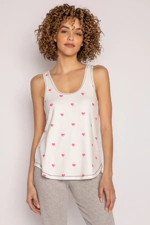PJ Salvage Bright Stars & Brave Hearts" Printed Tank Top - Ivory