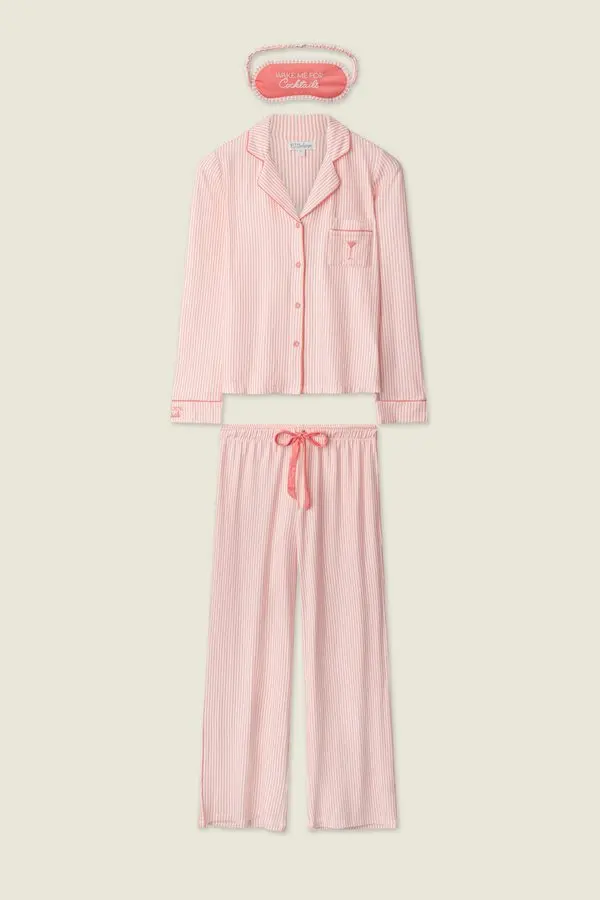 PJ Salvage Paloma Mama Sweet Stripes Long 3-piece Pajama Set