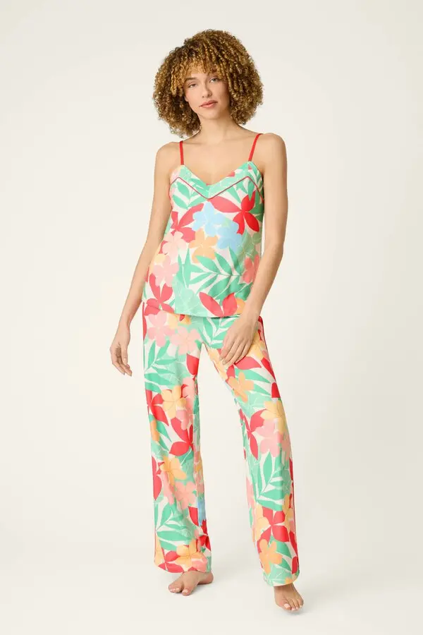 PJ Salvage The Coastal Club Sunset Blooms Long Pajama Set - Multi