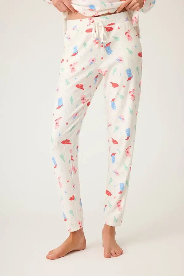 PJ Salvage American Honey Cowboy Print Jogger Pants