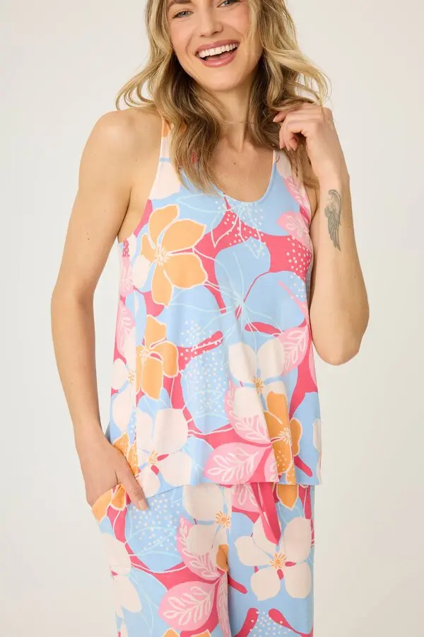 PJ Salvage Tropical Floral Modal Jersey Racerback Tank