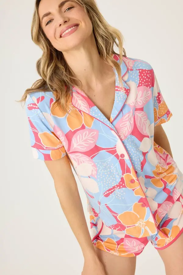 PJ Salvage Tropical Floral Short Sleeve Pajama Top - Multi