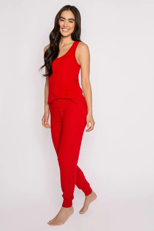 PJ Salvage Textu Essentials Tank Top Lounge Pajama Set - Red
