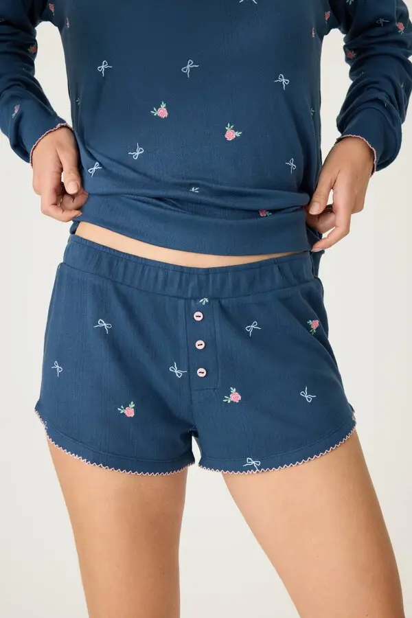 PJ Salvage English Rose Embroidered Sleep Shorts