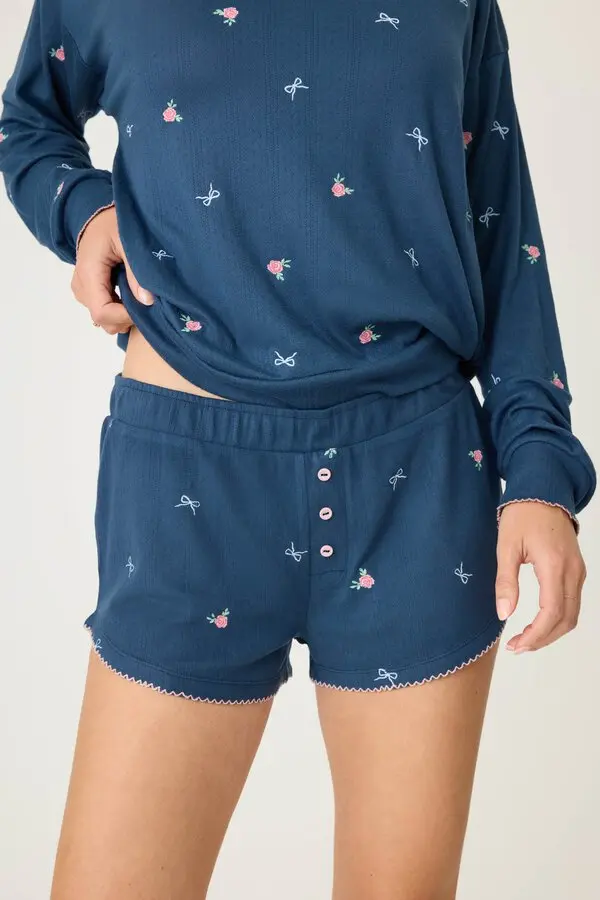 PJ Salvage English Rose Embroidered Sleep Shorts