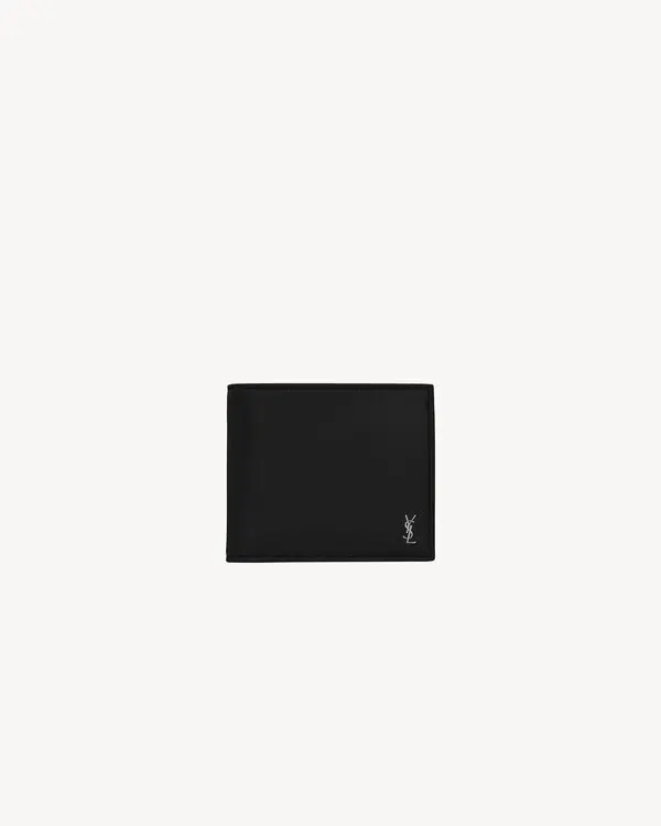 Saint Laurent Tiny Cassandre East/west Wallet With Coin Purse In Smooth Leather - Black
